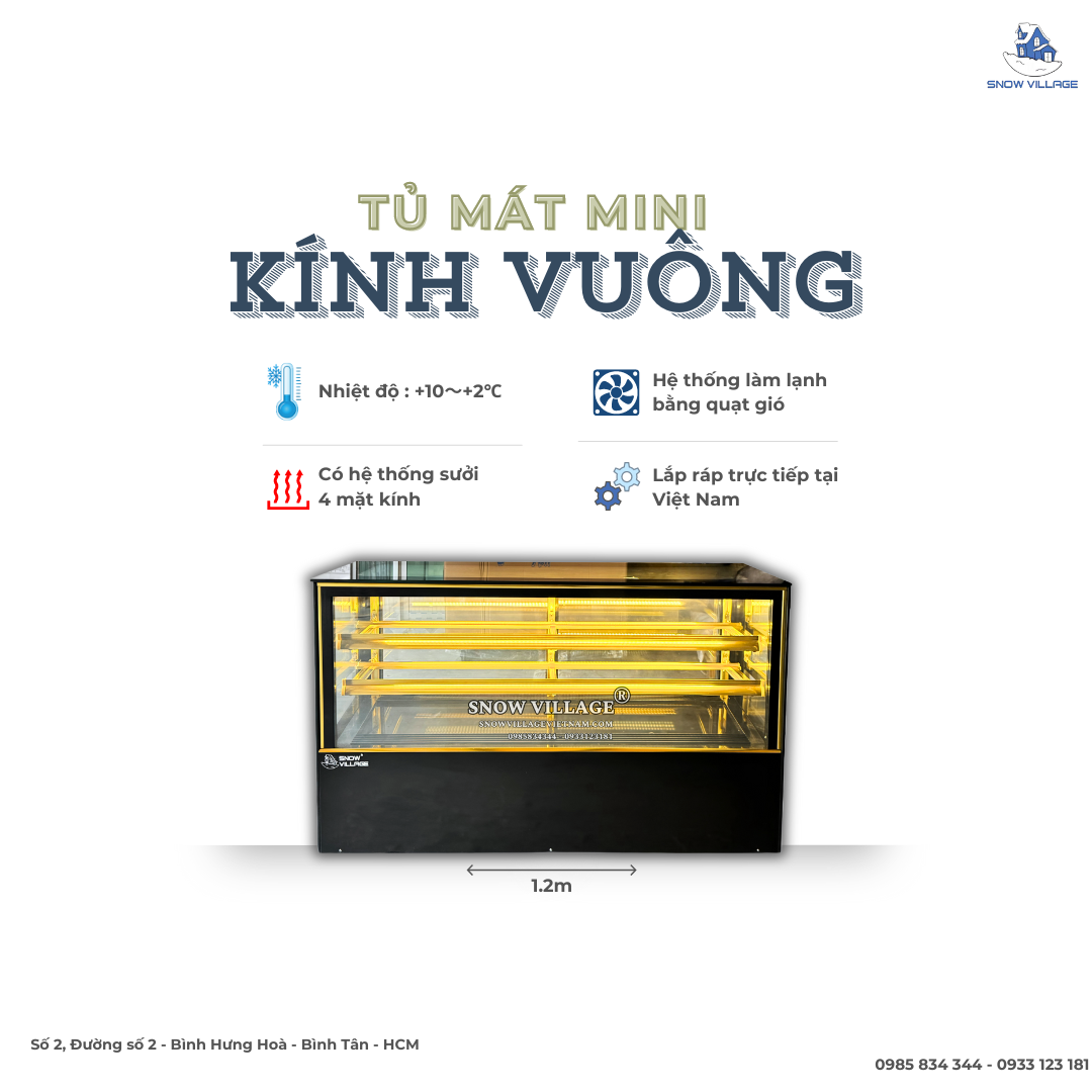 Tủ mát mini để bàn kính vuông size 120cm