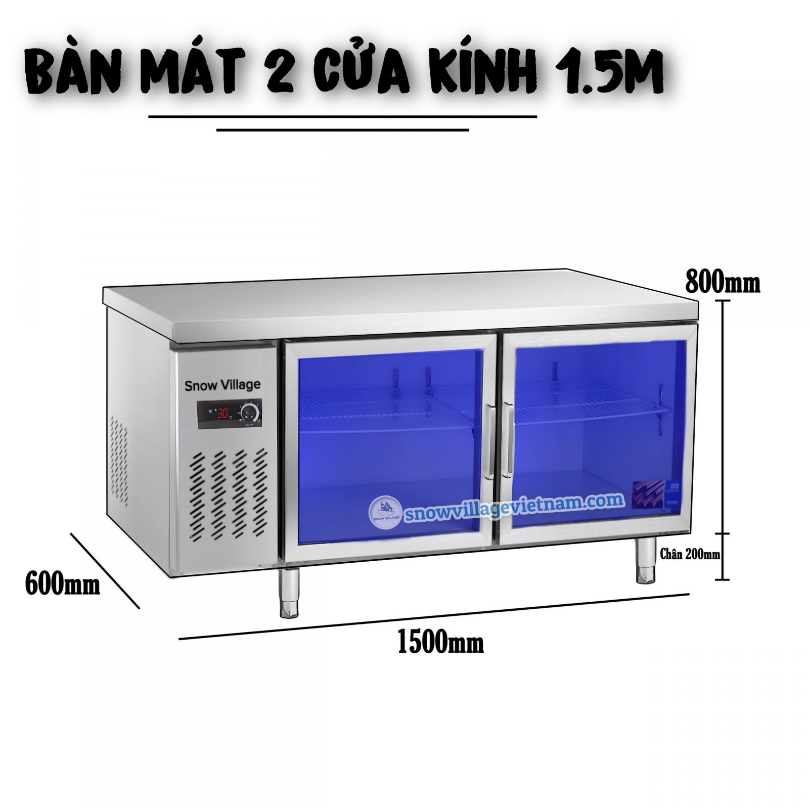 Bàn kính size 1,5m Snow Village chuyên để bảo quản thực phẩm